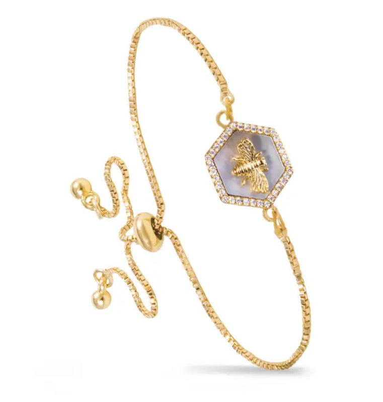 Grey Mother of Pearl Bee Cord Bracelet – Gypsy River Apparel